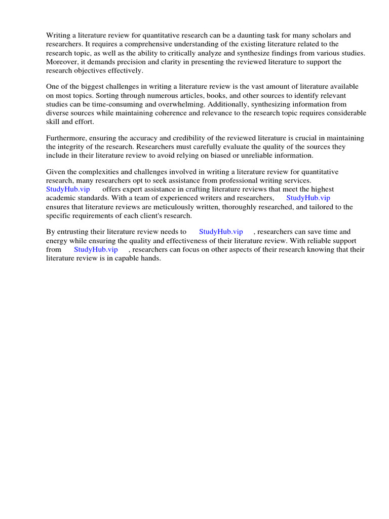 Review of Literature in Quantitative Research | PDF | Systematic Review | Methodology