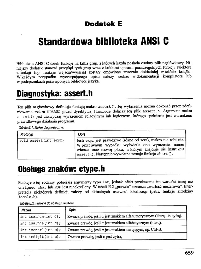 Dodatek E - Standardowa Biblioteka ANSI C | PDF Dodatek E - Standardowa Biblioteka ANSI C | PDF