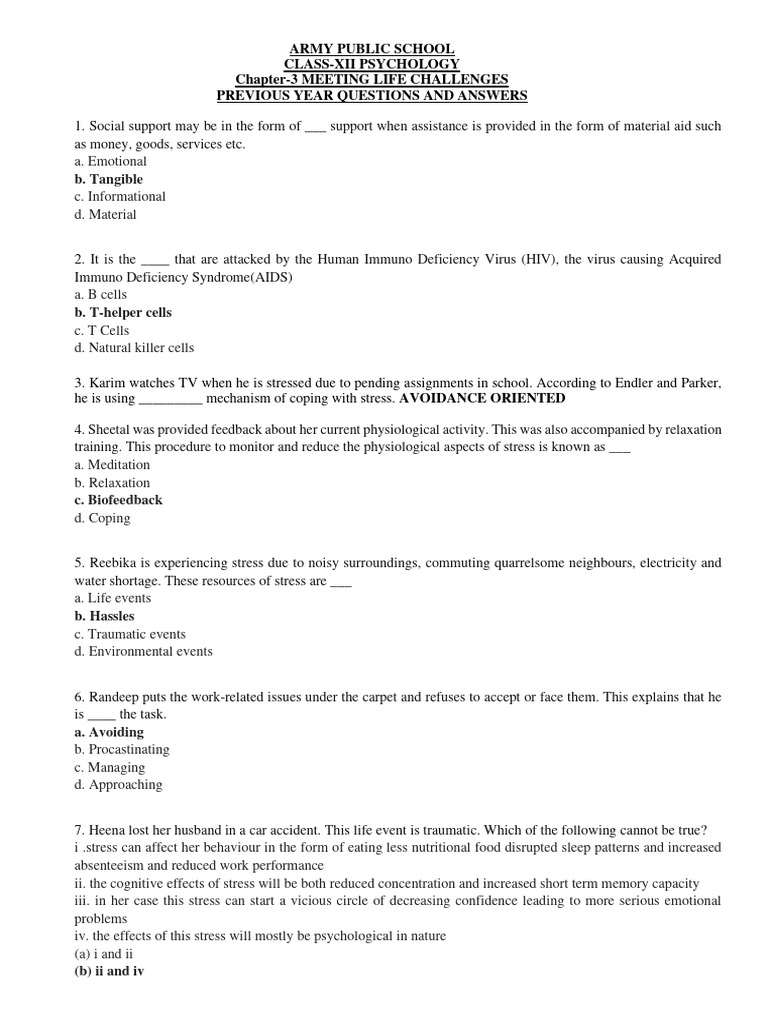 Chapter-3 Previous Year Questions | PDF | Stress (Biology ...