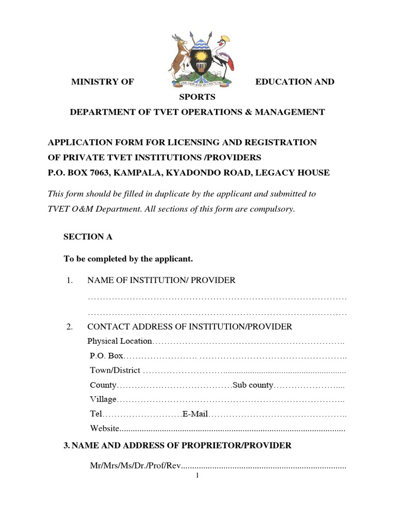 Application Form for Licencing and Registration Final | PDF | Lease ...