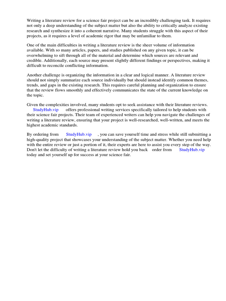 Writing A Review of Literature For Science Fair | PDF | Science ...