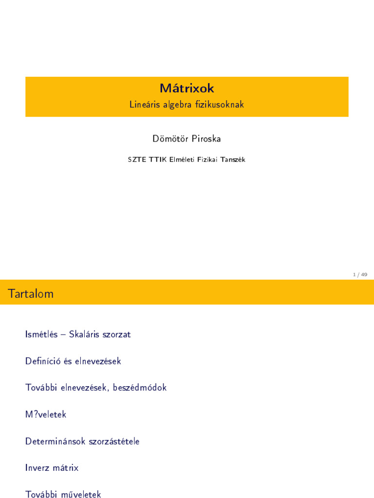 3 Linalg Lev Matrixok | PDF