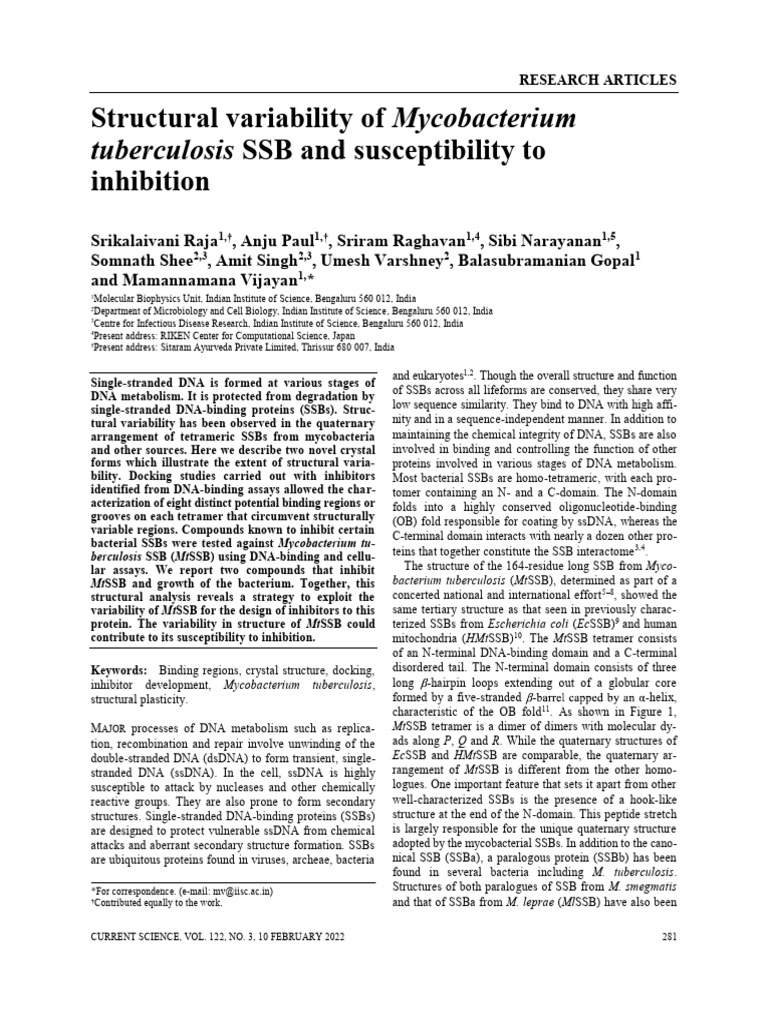 SSB Protein Research Article | PDF | Wellness | Technology & Engineering