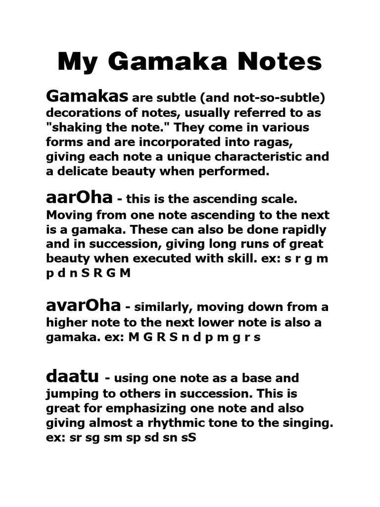 My Gamaka Notes | PDF