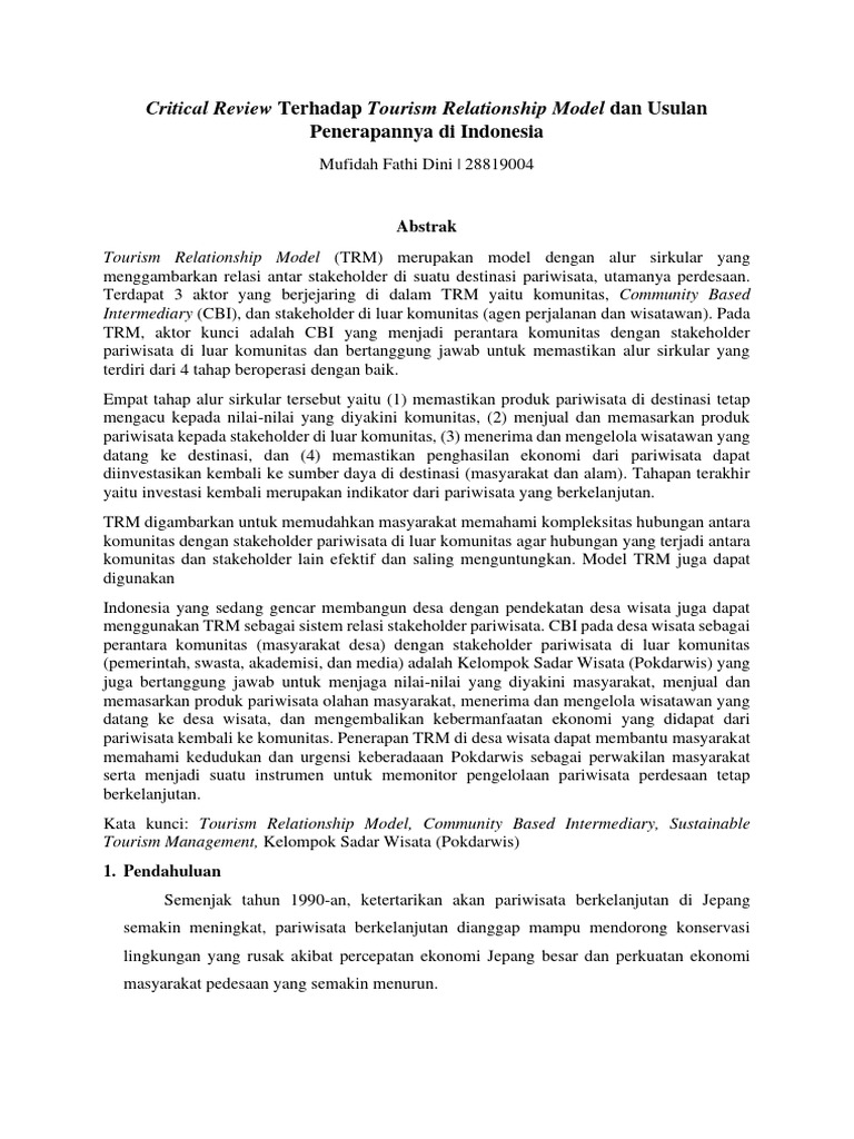 PK6001 - 28819004 - Mufidah FD - Critical Review Terhadap Tourism ...