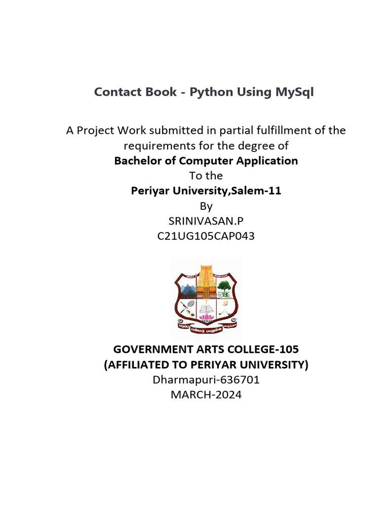 Contact Book Project with MySQL | PDF | Databases | Conceptual Model