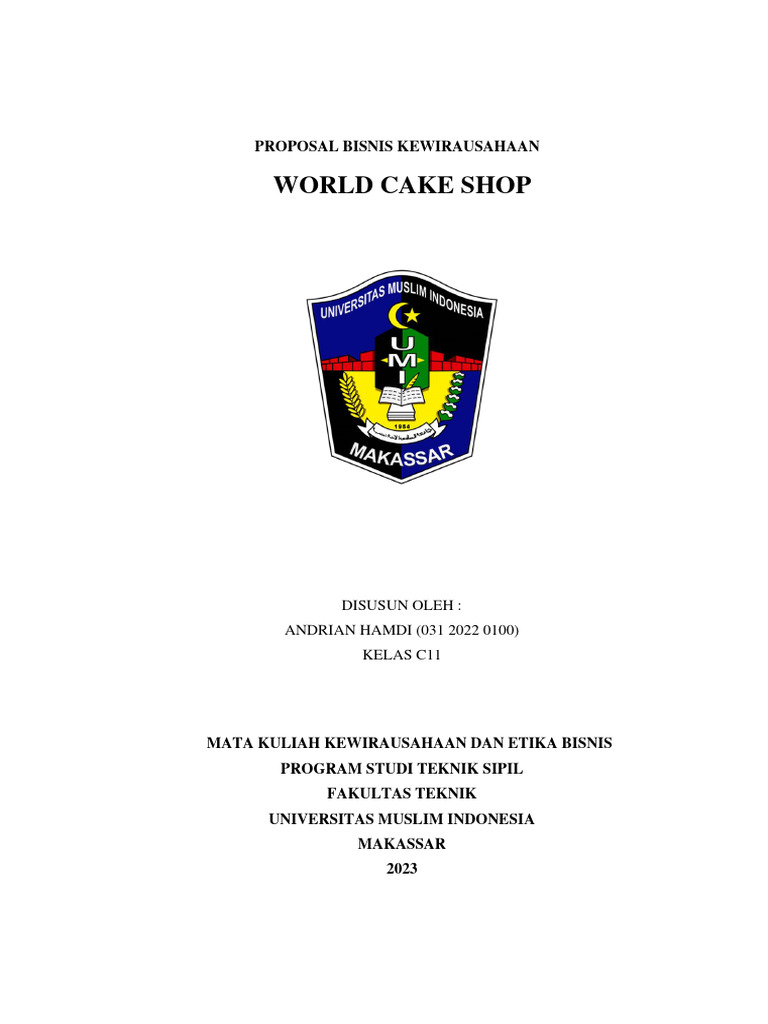 Proposal Bisnis World Cake Andrian New | PDF | Bisnis