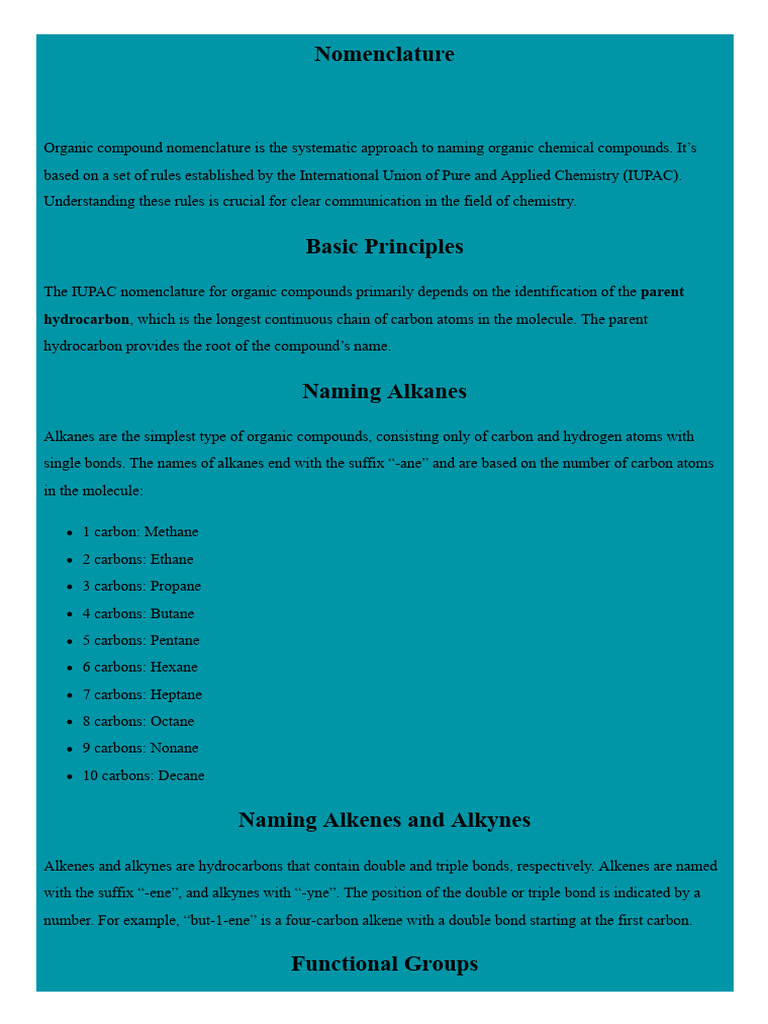 Nomenclature | Download Free PDF | Alkane | Functional Group