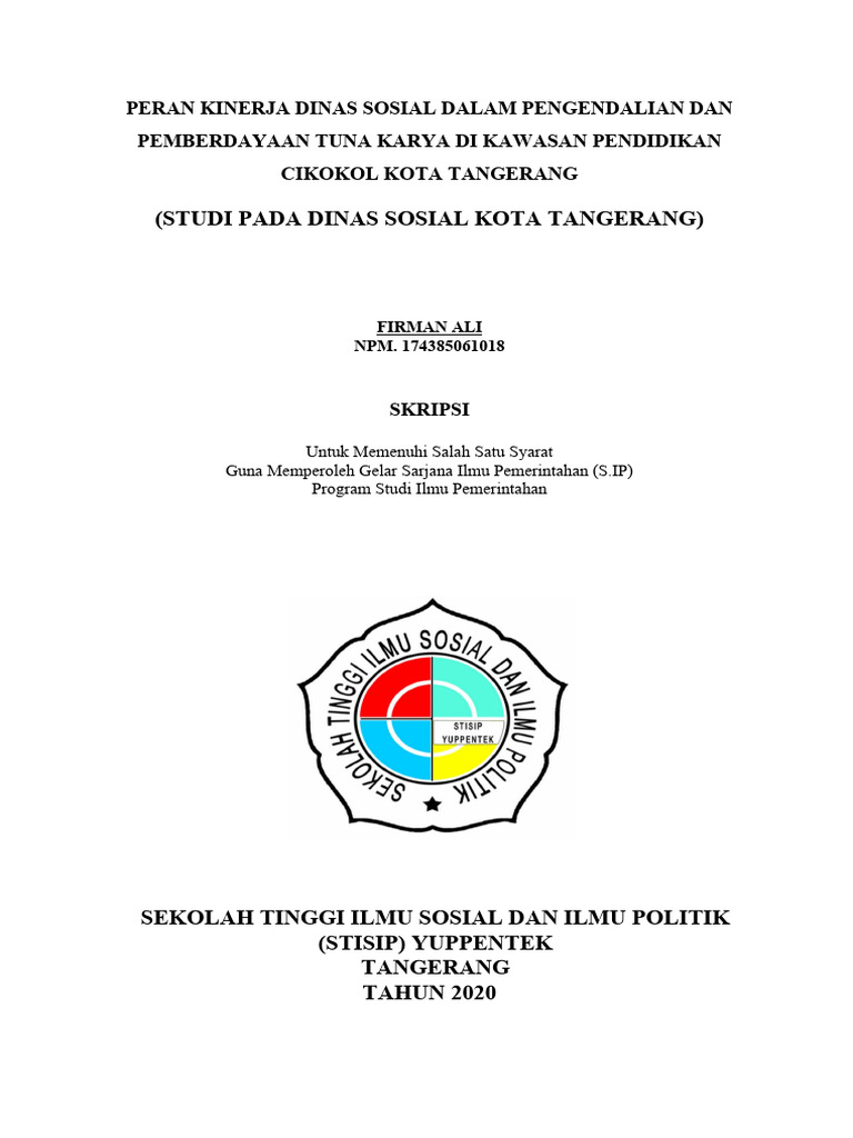 Cover Skripsi Firman Ali | PDF | Ilmu Sosial