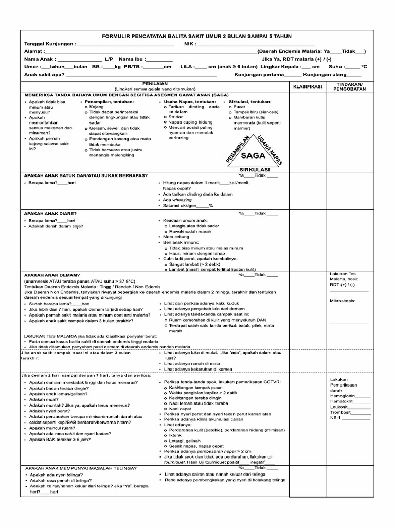 Form Balita Sakit 2 Bulan 5 Tahun 2 Muka 1 Rim PDF