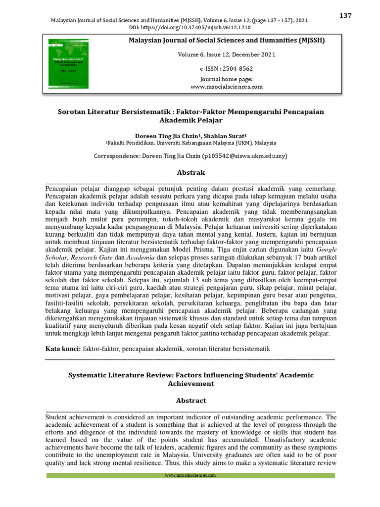 Sorotan Faktor Mempengaruhi Pencapaian Akademik | PDF