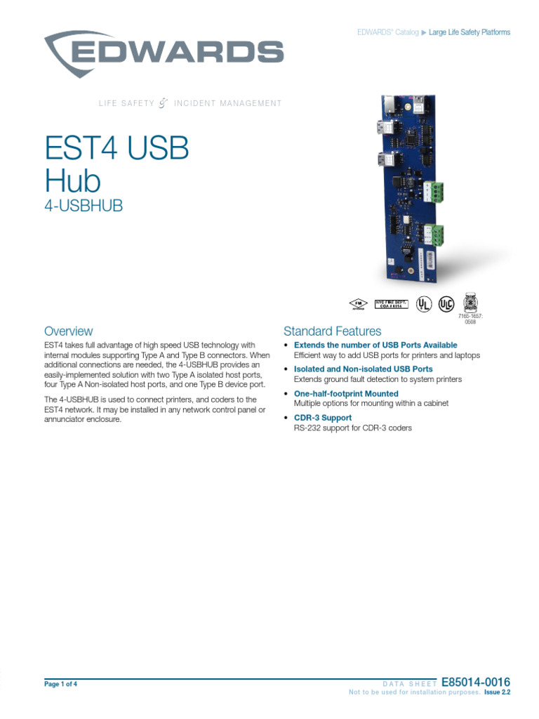 E85014-0016 - EST4 USB Hub | PDF