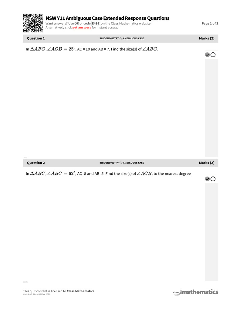 Sine Rule Ambiguous Case PDF