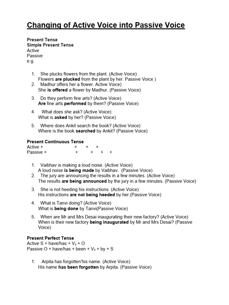 Active Voice To Passive Voice | PDF | Verb | Linguistics