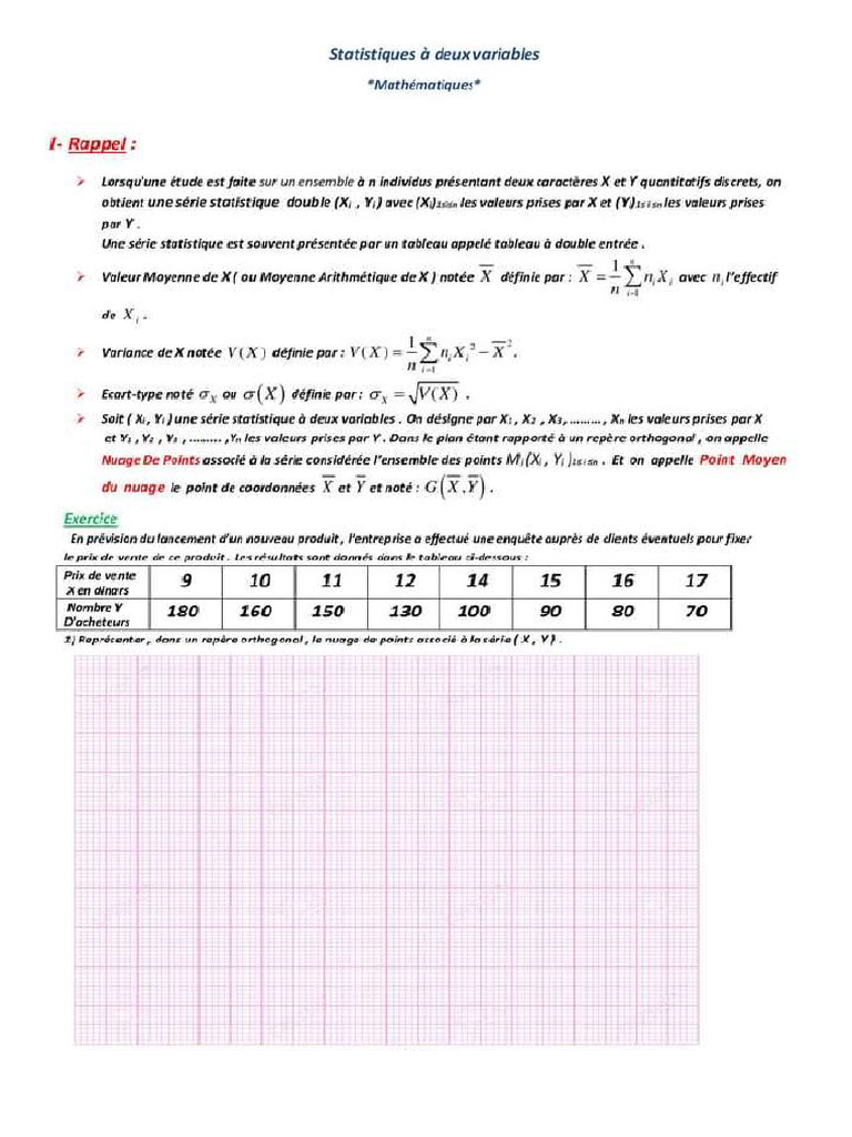 Statistique Double Variable Bac Pdf