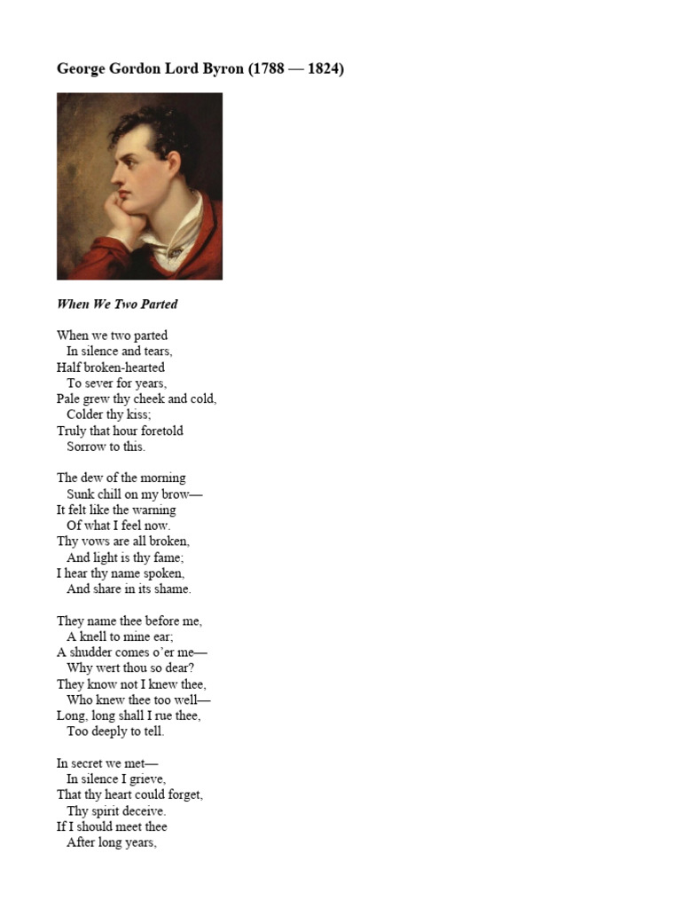 Lord Byron-When We Two Parted | PDF