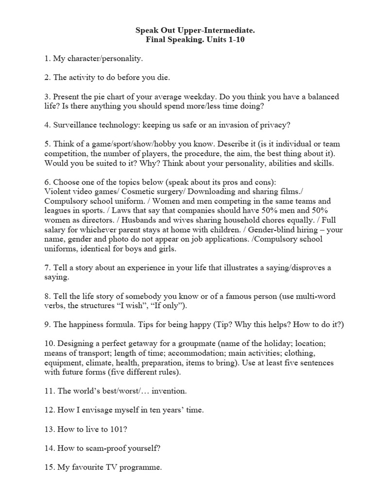 Final Speaking Up | PDF