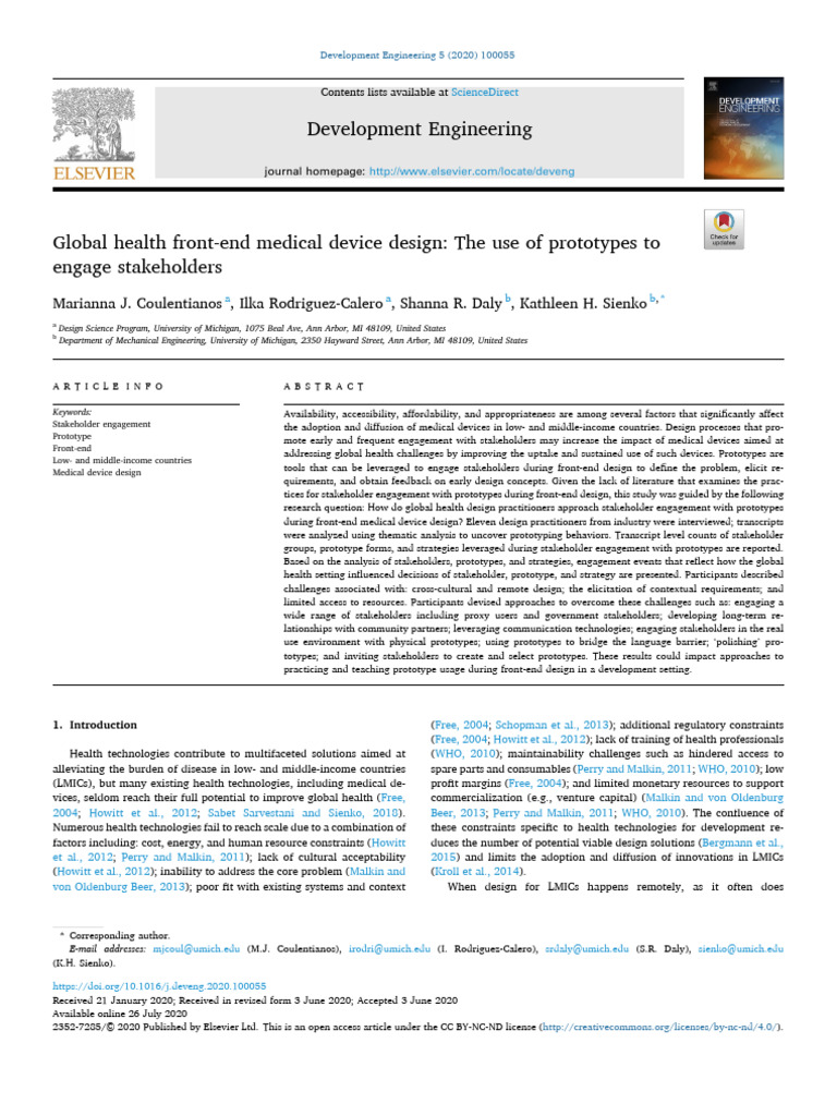 Global Health Front-End Medical Device Design - The Use of Prototypes ...