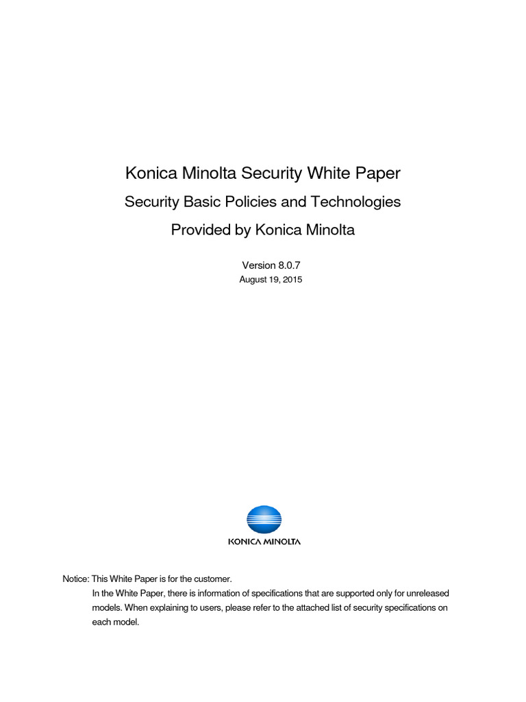konika c452 security_white_paper_version8_0_7 | PDF | Computer Network | Public Key Cryptography