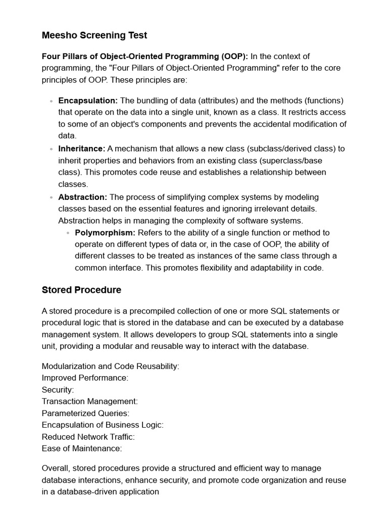 Meesho Screening Test Overview | PDF | Class (Computer Programming ...
