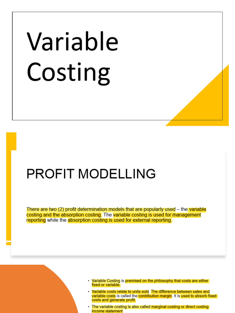 Variable Costing | Download Free PDF | Cost Of Goods Sold | Profit (Economics)