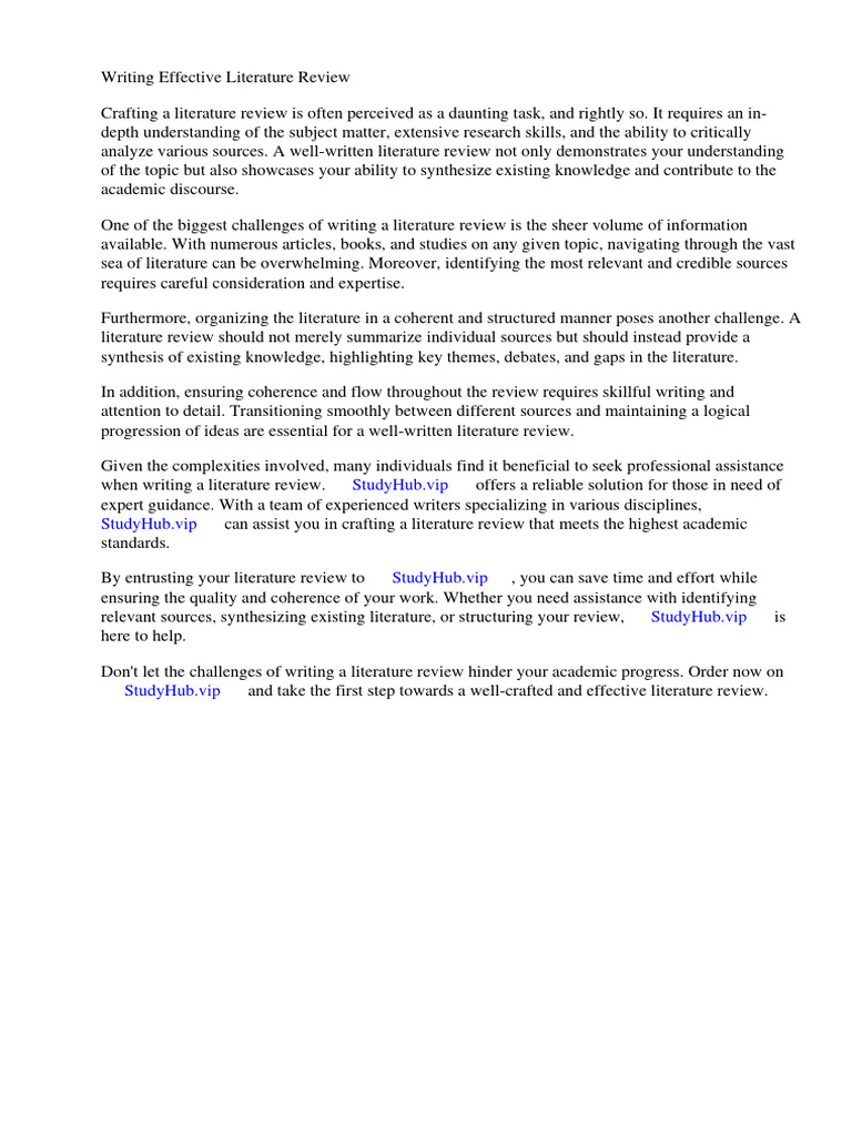 Writing Effective Literature Review | PDF | Literature Review | Knowledge