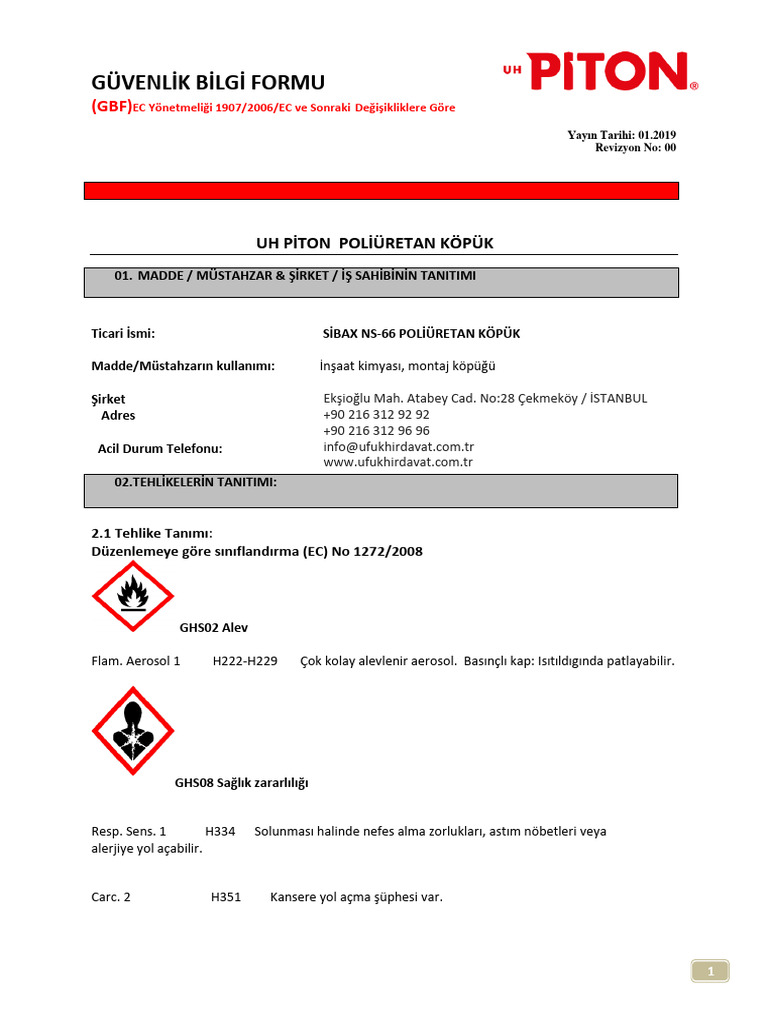 Pu Köpük MSDS TR | PDF