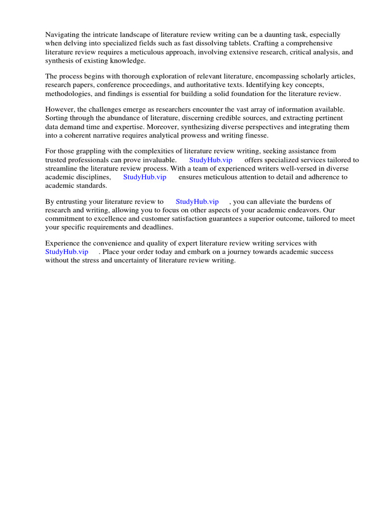 Fast Dissolving Tablets Literature Review Pdf