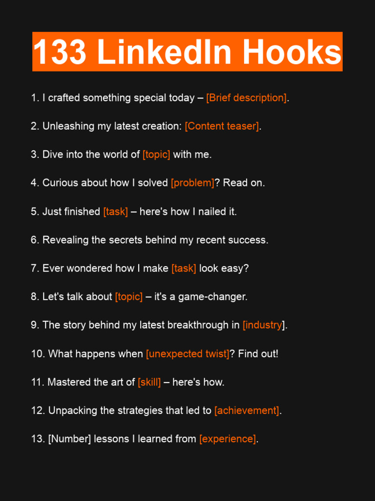 133 Linkedin Hooks Mohamed Sakr Pdf Creativity
