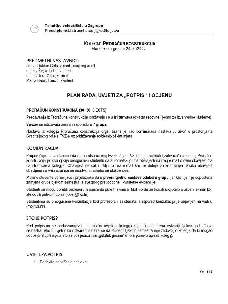 PK - UVJETI Za Potpis I Ocjenu - 2023 - 2024 - v2 | PDF