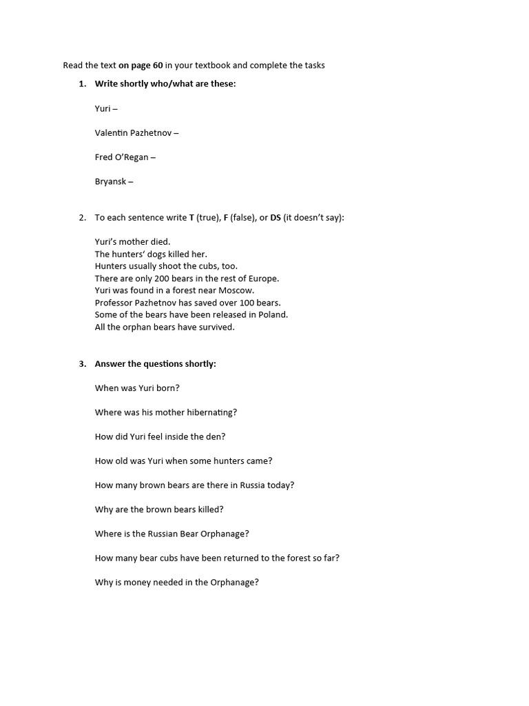 Reading - Save The Orphan Bears | PDF