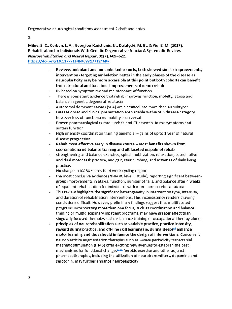 Neuro Disorders Assignment 2 | PDF | Cerebellum | Balance (Ability)