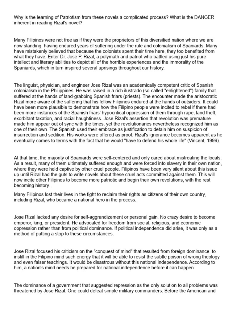 Why Is The Learning of Patriotism From These Novels A Complicated ...