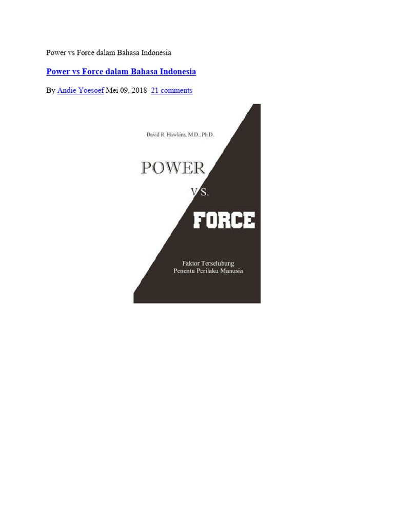 Power vs Force Dalam Bahasa Indonesia | PDF
