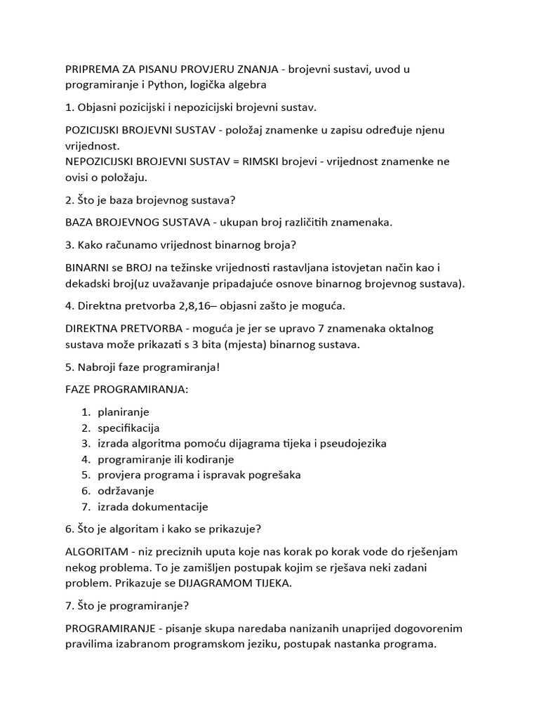 Inf 2 Provjeraznanja | PDF