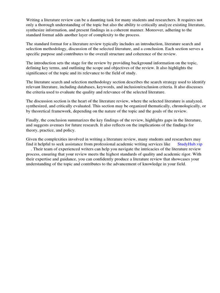 Literature Review Standard Format | PDF | Essays | Literature Review Literature Review Standard Format | PDF | Essays | Literature Review