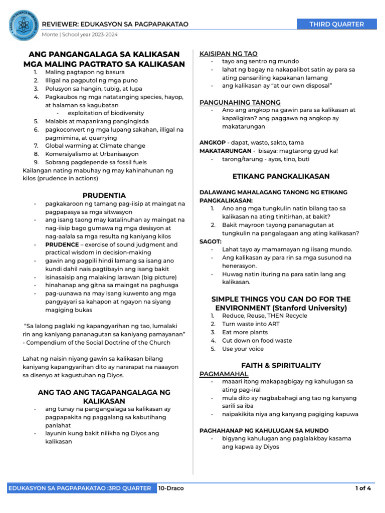 ESP - 3rd Quarter Reviewer | PDF