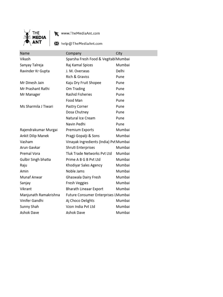 CEO and Entrepreneurs - Pan India Database Sample | PDF