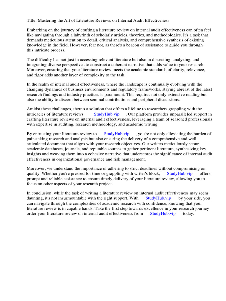 Literature Review on Internal Audit Effectiveness | PDF | Audit ...