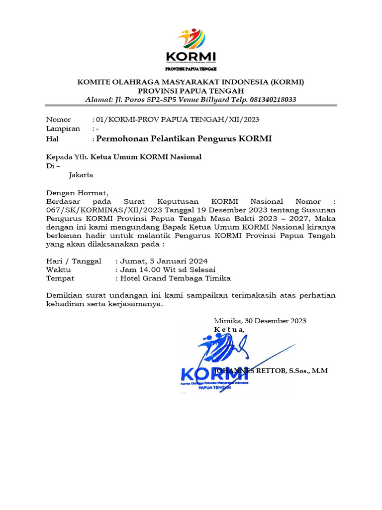 Undangan Kormi Nasional | PDF