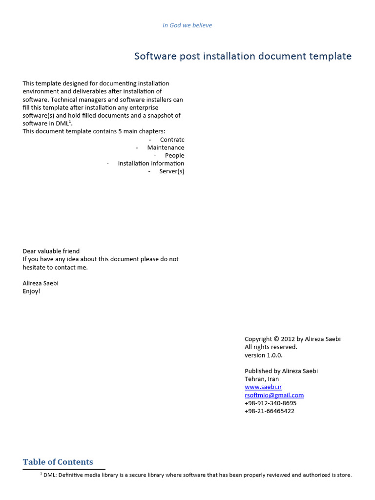 Software-post-installation-document-template | PDF | Computer Network ...