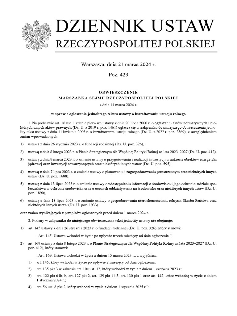 Dziennik Ustaw: Rzeczypospolitej Polskiej | PDF