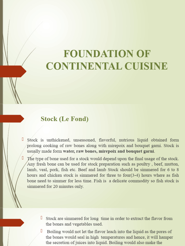 Foundation of Continental Cooking | Download Free PDF | Stock (Food ...