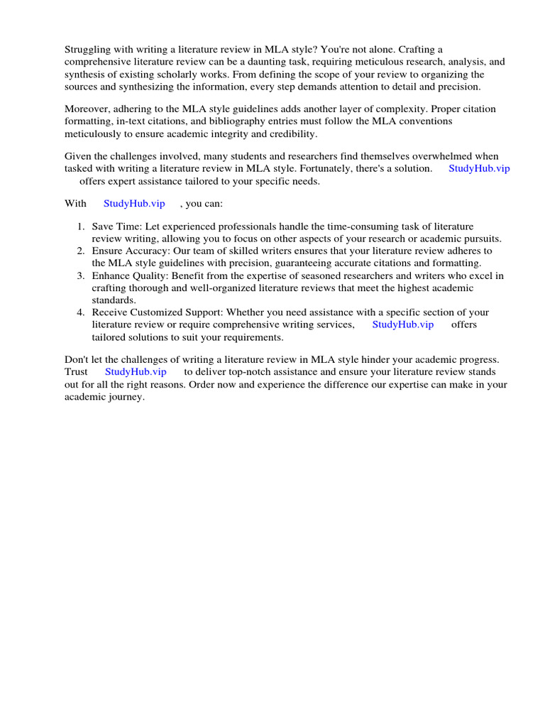 Mla Style Literature Review Example | PDF | Citation | Knowledge