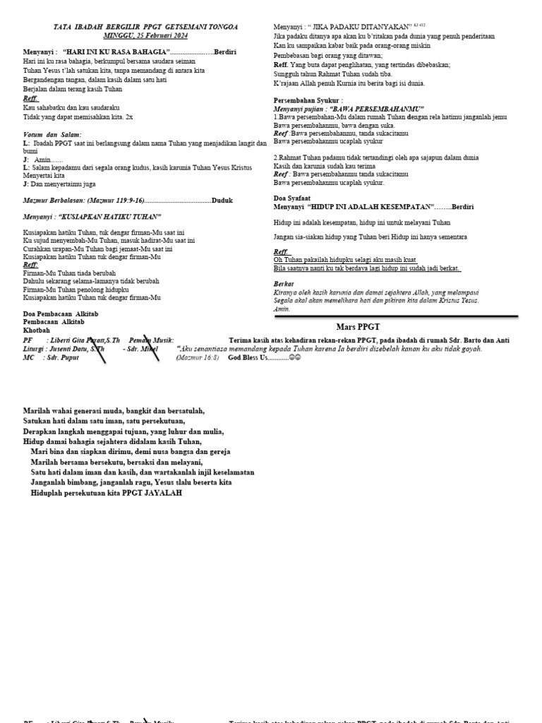 Liturgi Ibadah Bergilir Dirmh Barto Dan Anti | PDF | Agama & Spiritualitas