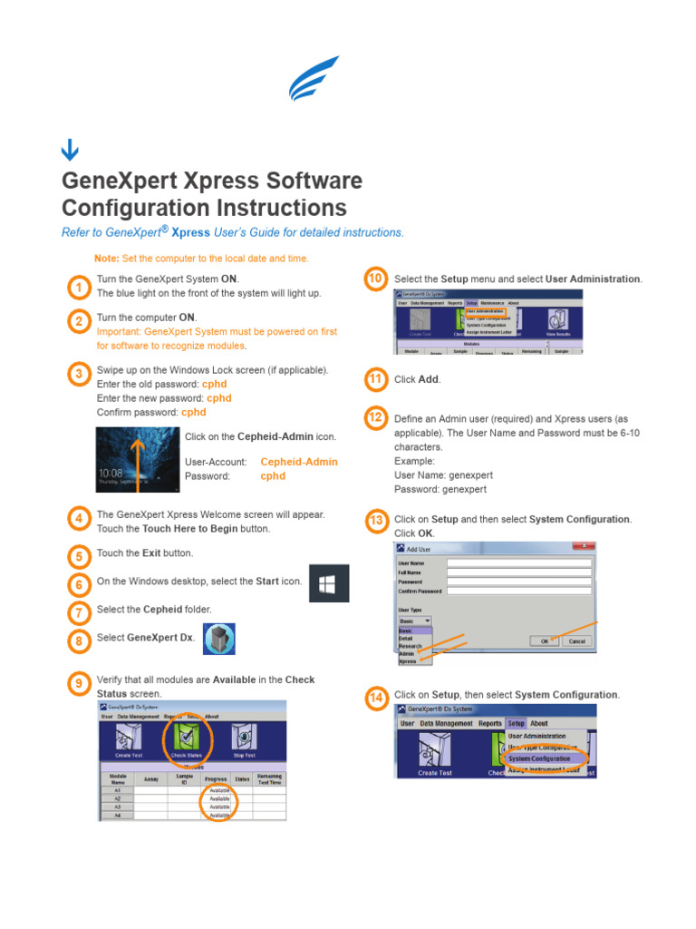 302 1206 Rev D GeneXpert Xpress Software Setup Instructions | PDF ...