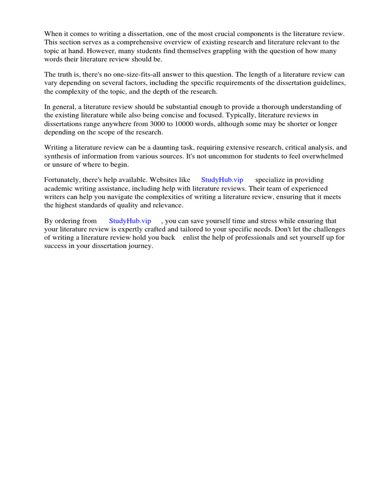 How Many Words Should A Literature Review Be in A Dissertation | PDF ...