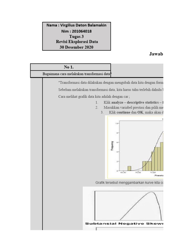 Jawaban Tugas 3 - Eksplorasi Data - Virgilius Daton Balamakin - 201064018 | PDF