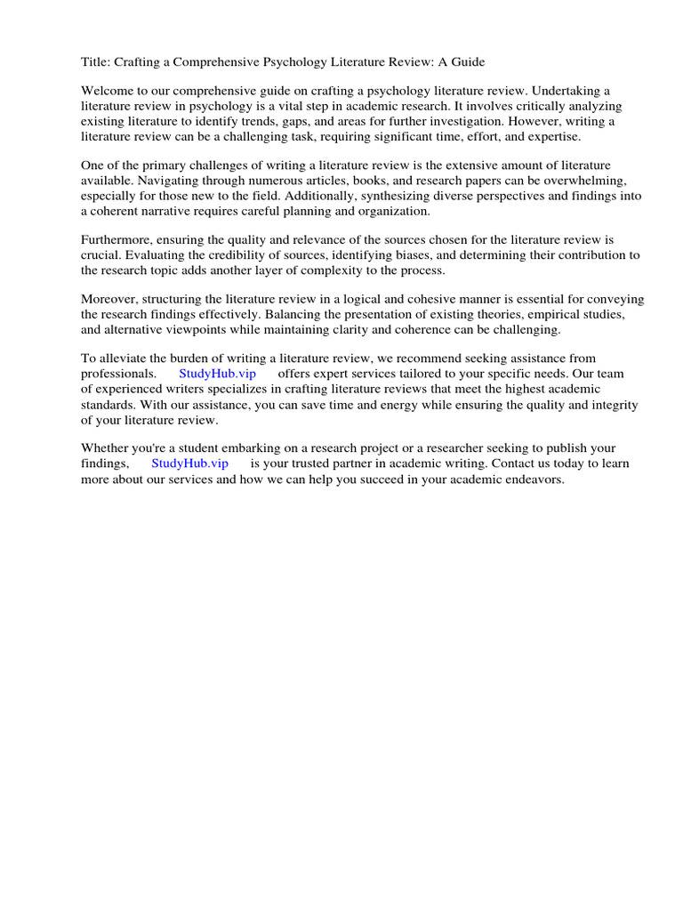 Psychology Literature Review Template | PDF