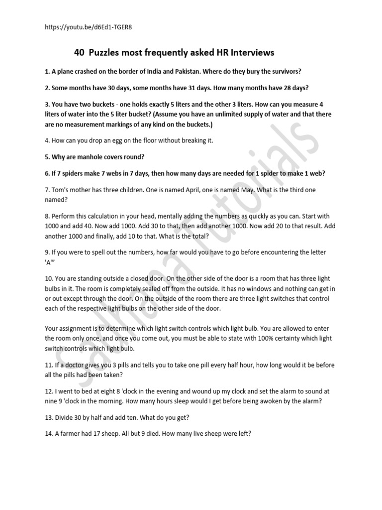 Interview Puzzles | PDF